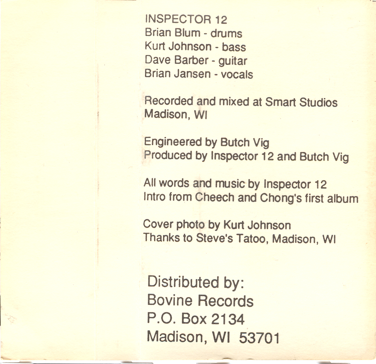 Inspector 12 – Still On You tape | MKE Punk